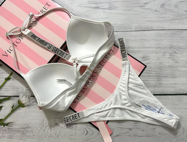 Victorias Secret Shine Strap Fabulous Push Up Top Thong Swim Set