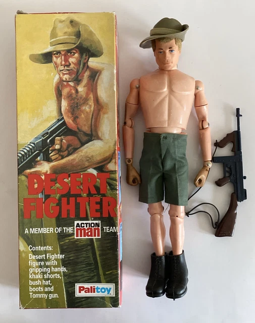 VINTAGE ORIGINAL ACTION Man Blonde Hair Desert Fighter Boxed £80.00 ...