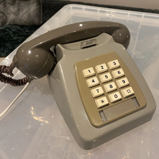ORIGINAL NOS VINTAGE Landline Push-Button Telephones Grey/beige Retro ...