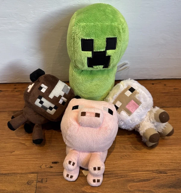 4 X OFFICIAL Minecraft Mojang - Creeper, Cow, Pig & Sheep Plush Soft ...