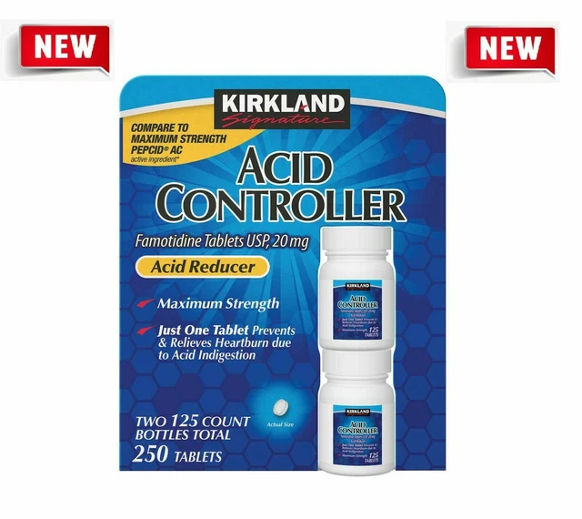 KIRKLAND SIGNATURE ACID Controller Famotidine 20mg Tablets (125 250 or ...