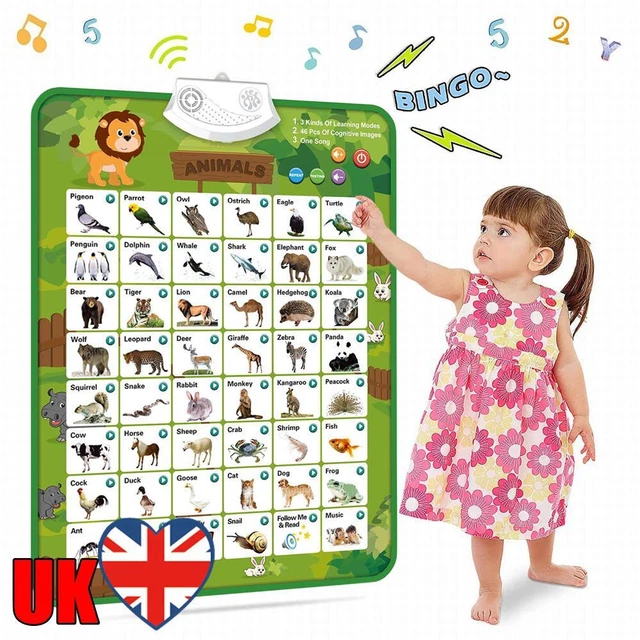 ELECTRONIC ALPHABET CHART Poster Smart Sound Animals Wallchart for Kids ...
