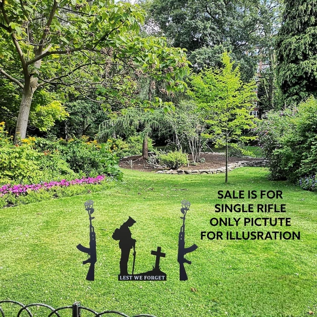 STEEL LEST WE Forget Soldier, Rifle Garden Wall Art Feature Decoration ...