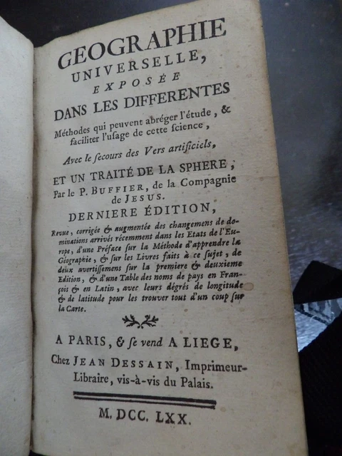 BUFFIER XVIIIE Géographie Universelle et un traité de la sphère ( 15 ...