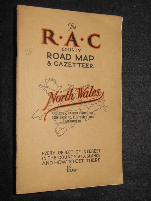 NORTH WALES RAC County Road Map & Gazetteer (c1920s) Anglesey ...