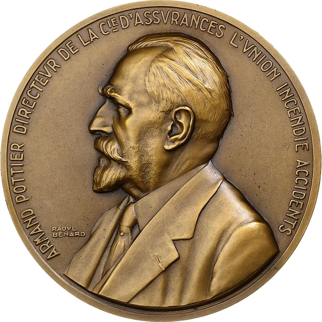 FRANCE, MÉDAILLE, A. Pottier, Directeur des Assurances l'Union, 1933 ...