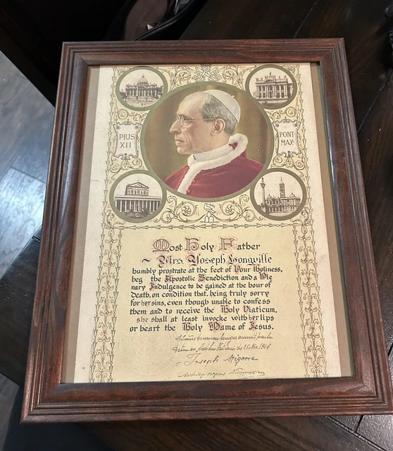 1947 POPE PIUS XII Apostolic Blessing Death Certificate Hand Signed ...