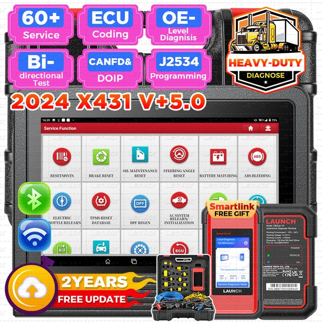 LAUNCH X431 V+ 5.0 PRO3S+ & SmartLink C HD3 Heavy Duty Truck Diagnostic ...