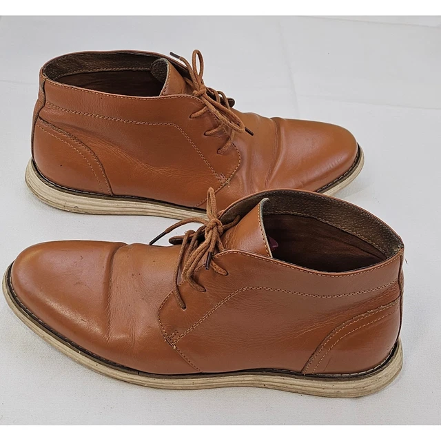 JOUSEN MENS MY655 Tan Leather Chukka Boots Lace Up Ankle Shoes Size 12 ...