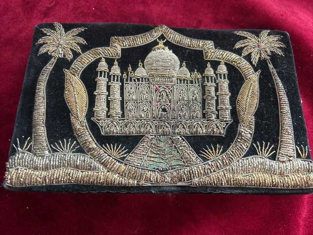VINTAGE 1950S INDIAN Taj Mahal Zardozi bag purse cocktail handbag ...