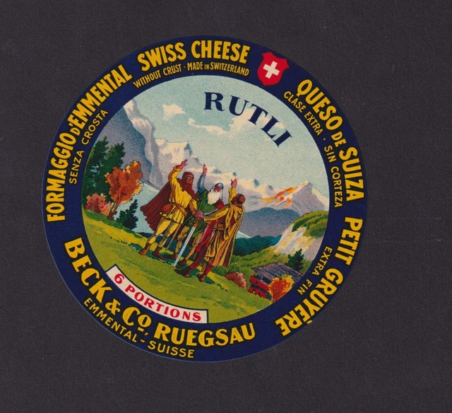 ANCIENNE ÉTIQUETTE FROMAGE Suisse BN157293 Homme Rutli 3 EUR 2,19 ...