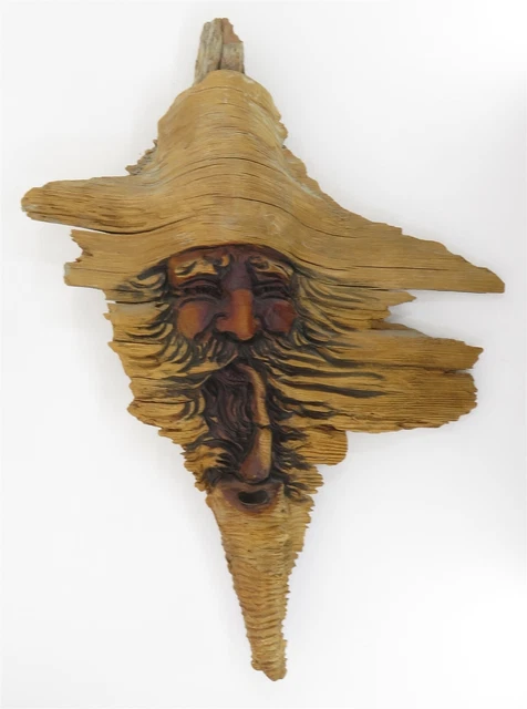 SCULPTURE EN BOIS vintage 1993 Stuart Rabb art populaire signée datée ...