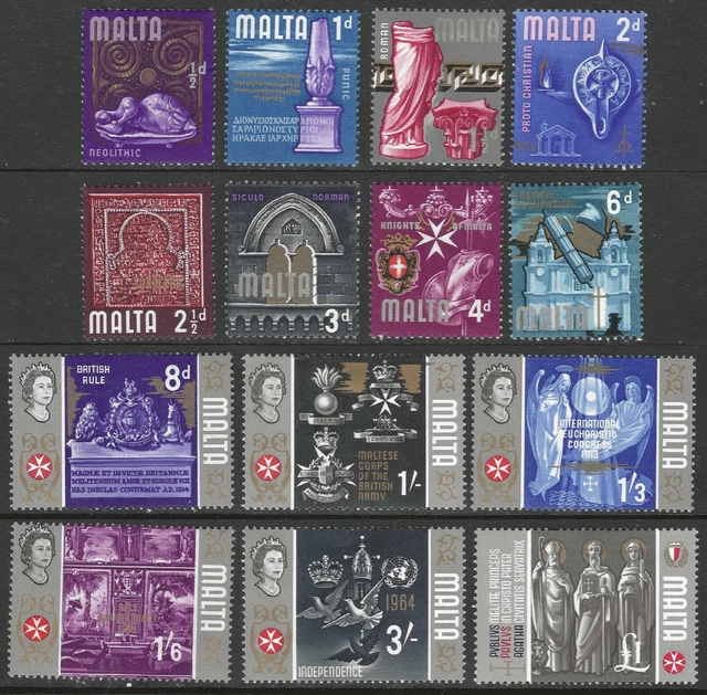 MALTA. 1965-70 DEFINITIVES. 14 MH Values to £1. SG 330etc EUR 4,26 ...