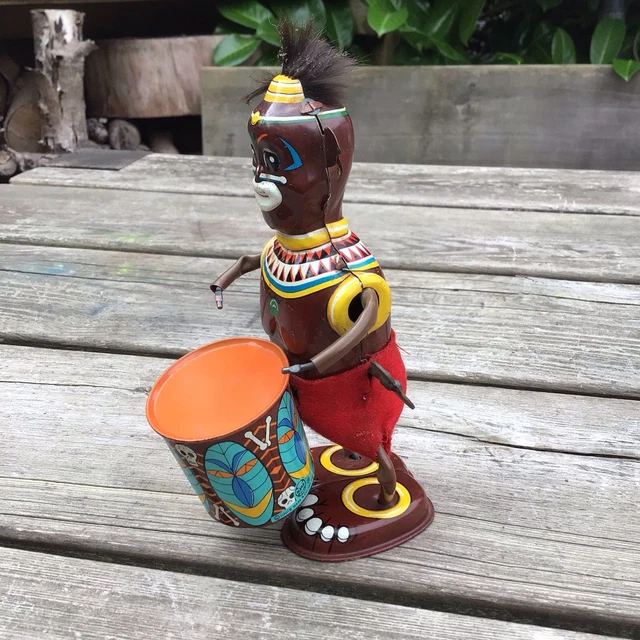 VINTAGE C.1960S TOM Tom Jungle Boy Clockwork Dancing Man Marx Tin Toy ...