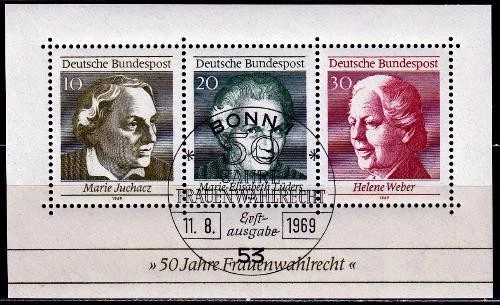 FEDERAL BLOCK 5 ESST Bonn - 50 Years of Women's Suffrage in Germany £0. ...