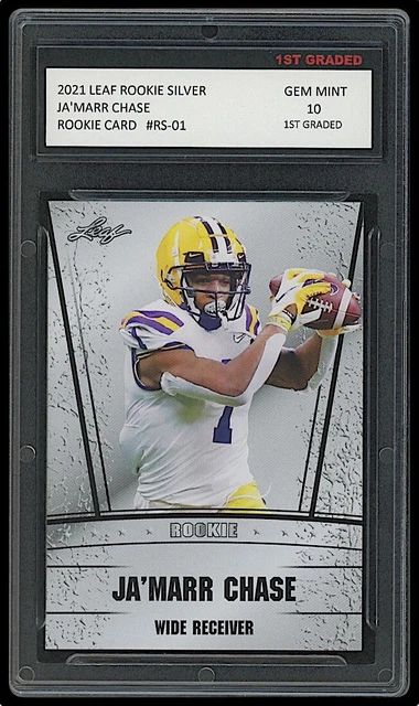 CARTA ROOKIE CALCIO Ja'marr Chase 2021 Foglia Argento 1° Grado 10 Rc ...
