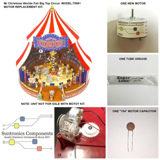 MR CHRISTMAS WORLDS Fair Big Top Circus #79881 REPLACEMENT PART MOTOR ...