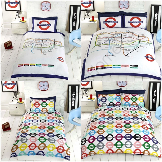 LONDON UNDERGROUND TUBE Map Single Duvet Cover Set With Pillowcase ...