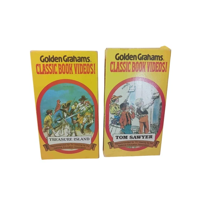 GOLDEN GRAHAMS CLASSIC Book Videos VHS Set Treasure Island & Tom Sawyer ...