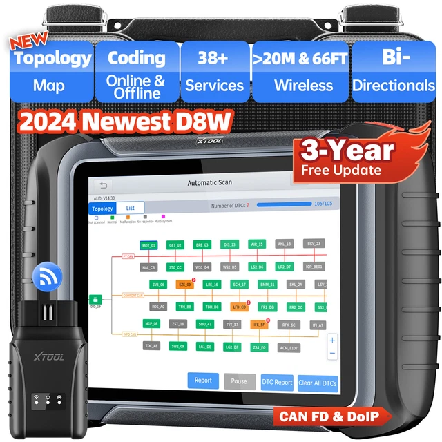 XTOOL D8W WIFI OBD2 Diagnosegerät Bidirektionaler Topologie-OBD2 ...