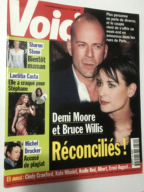 VOICI DU 5/10/1998; Demi Moore et Bruce Willis/ Sharon Stone/ Laeticia ...
