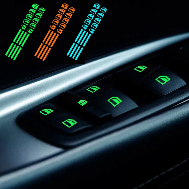 1SET CAR DOOR Window Lift Switch Luminous Sticker Night Safety Car ...