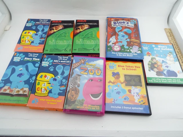 BLUES CLUES VHS DVD Video Tape Bundle Nick Jr Barney Zoo Baby Bop Plush ...