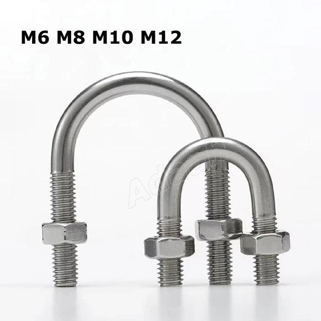 M6,8,10,12 U-BOLTS W/TWO Nuts U-Shape Pipe Clamp Exhaust Clamps A2 304 ...