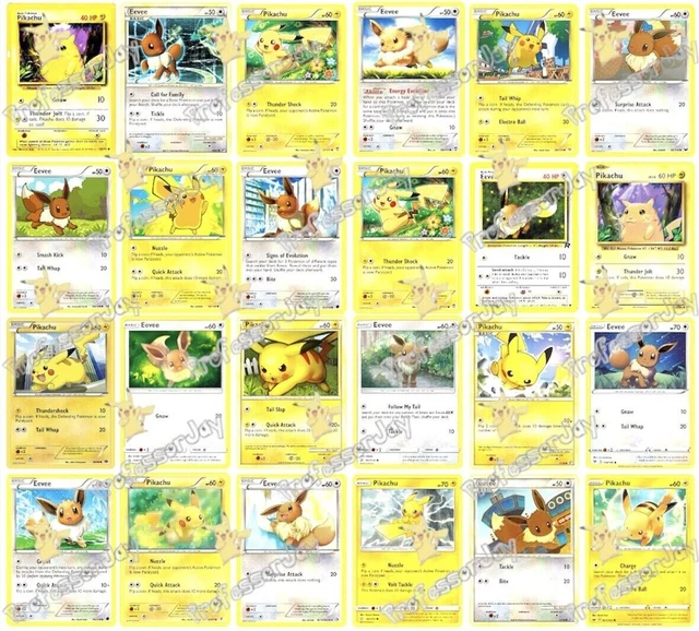 POKÉMON CARDS LET'S GO PIKACHU & EEVEE NON HOLO RARE PROMO PRE 151 EX V ...