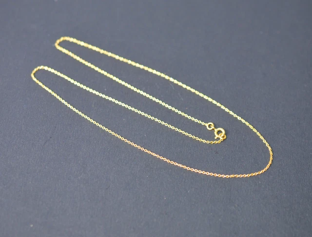 925 SOLID STERLING SILVER 24CT GOLD OVERLAY PLAIN CHAIN-16 INCH o630 ...