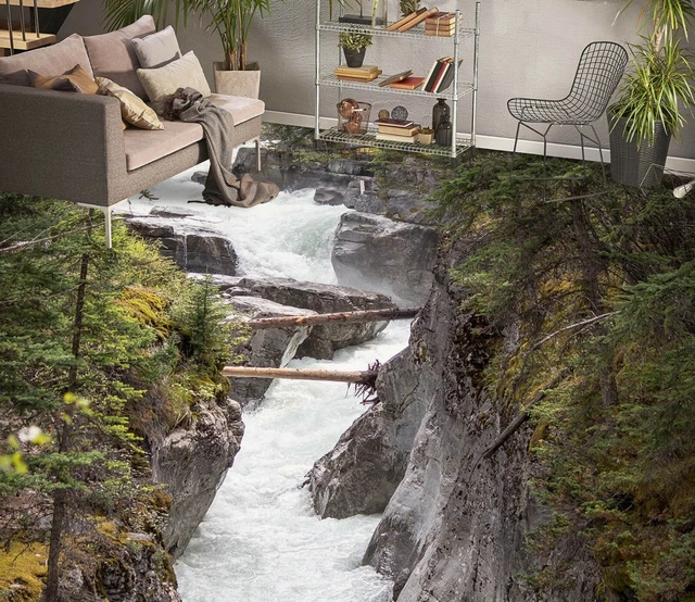 3D RIVER BRIDGE PKE884 Floor WallPaper Murals Wallpaper Mural Print Bea ...