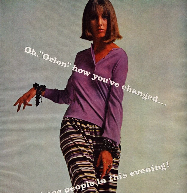 DU PONT &ORLON& Woman Wearing Fashion Clothes Purple Vintage Print Ad ...