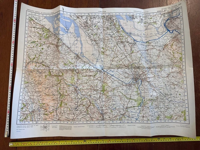 ORIGINAL WW2 BRITISH Army GSGS OS Map of England & Wales - Chester £16. ...