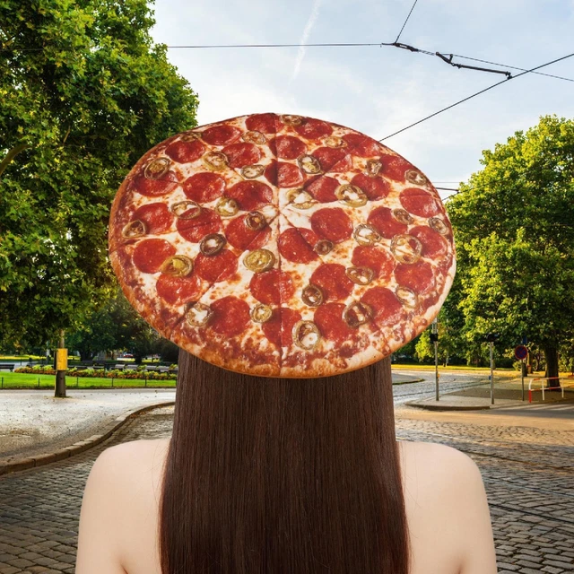 PIZZA HAT HEADDRESS Cosplay Fast Food Fun Adults Carnival Party Toy ...