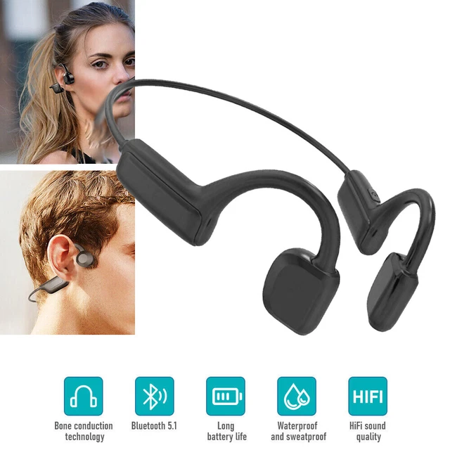 BONE CONDUCTION EARPHONES Wireless Bluetooth 5.1 Headset Outdoor Sport ...