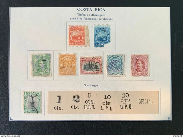 COSTA RICA FOURNIER Forgery - part original album page - stamps ...