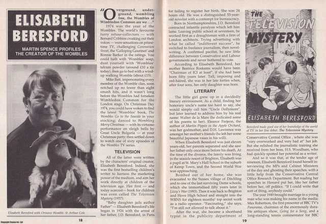 ELISABETH BERESFORD. PROFILING The Creator Of The Wombles. Ceci Est Un ...