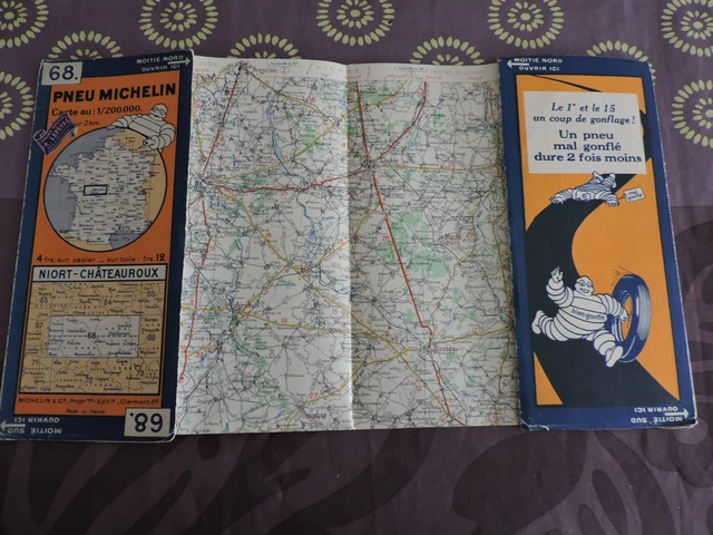 ANCIENNE CARTE MICHELIN n° 68 NIORT-CHATEAUROUX Map Kaart Karte Ed 1930 ...