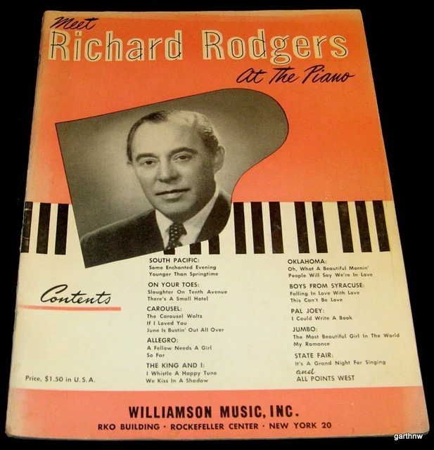 MEET RICHARD RODGERS AT THE PIANO vers 1951 LIVRE DE COLLECTION DE ...
