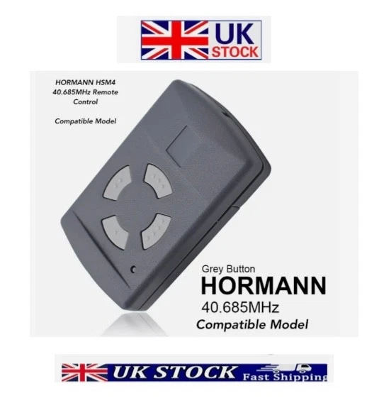 HORMANN GARAGE DOOR Remote Control 4 Grey Buttons 40Mhz Zapper Spare ...