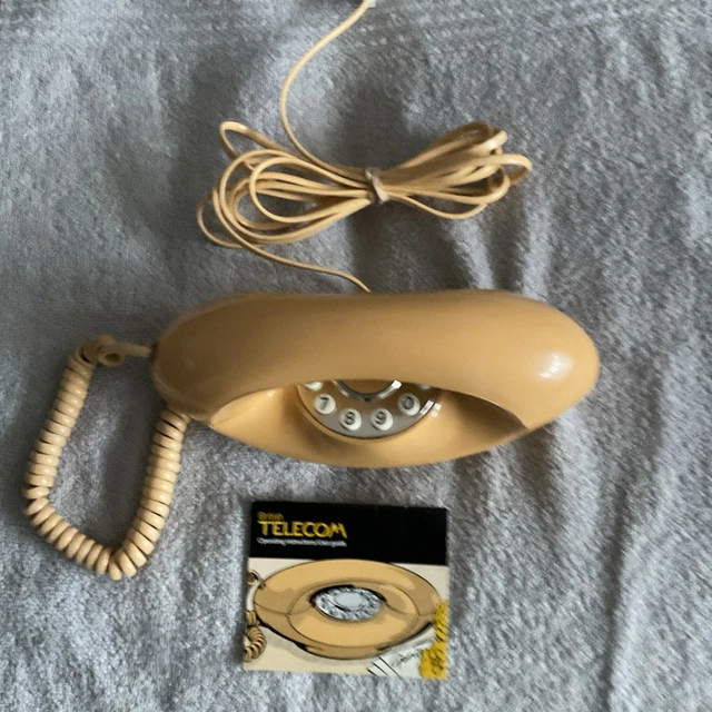 VINTAGE BT TELECOM Peach Genie Push Button Telephone & user guide, 1980 ...
