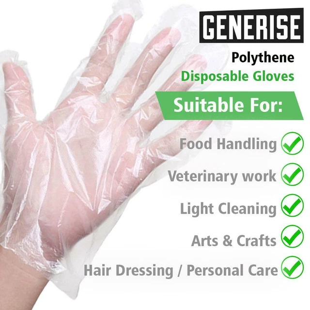 100PC JETABLE VINYLE Gants sans Latex Polythène Plastique Transparent ...
