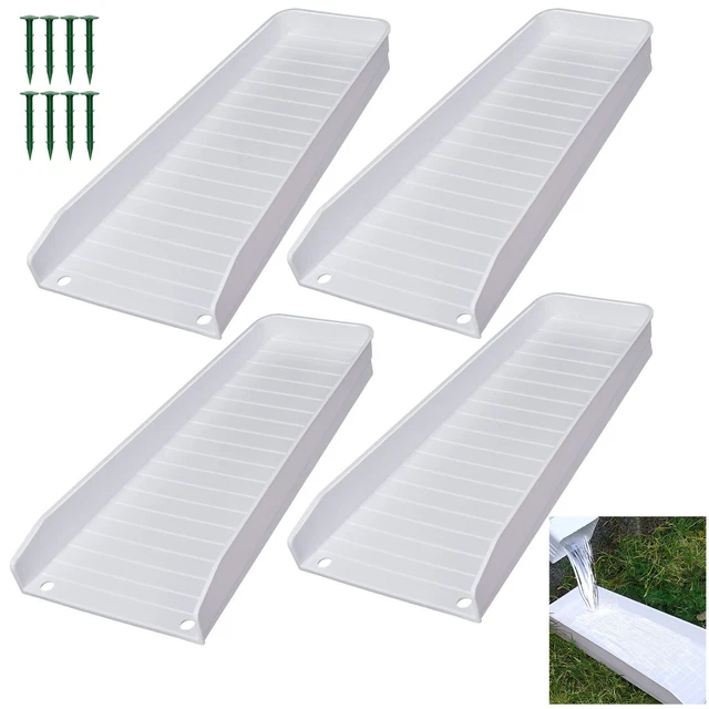 WHITE 4X DOWNSPOUT Splash Block Rain Gutter Downspout Extensions ...
