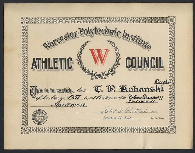WORCESTER POLYTECHNIC INSTITUTE Athletic Council Cheerleader Letter ...