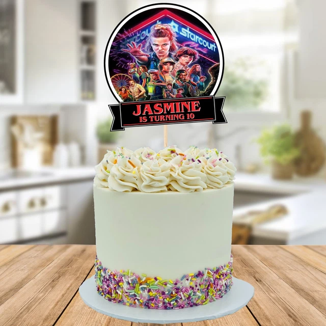 STRANGER THINGS PERSONALISED Large 6" Happy Birthday Cake Topper Decor ...