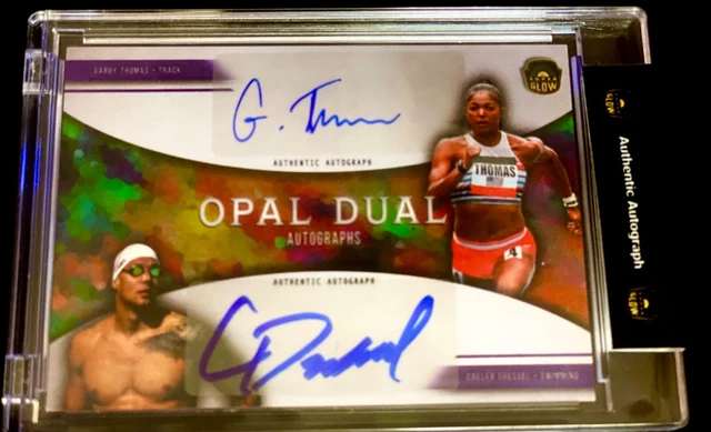 GABBY THOMAS & CAELEB DRESSEL DUAL AUTO OLYMPIANS 2021 Super Glow Opal ...