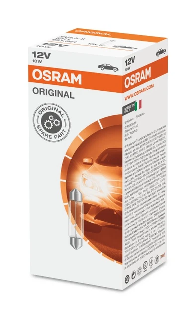 OSRAM AUTO BULB Single Pack OEM Replacement 10W 12V SV8,5 43mm Soffitte ...
