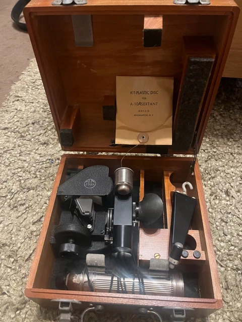 WW2 US ARMY Air Corps Fairchild A-10 USAAF Sextant in Wood Case For B17 ...