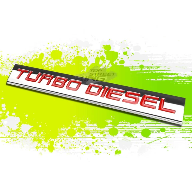 METAL 3D PLATE Emblem Decal Logo Trim Symbol Polish Chrome Red Turbo ...