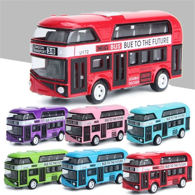 LONDON DOUBLE DECKER Bus Car Model Diecast Toy Vehicle Pull Back Kids ...
